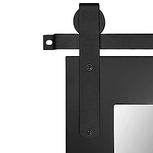 Toppay Farmhouse Wood Framed Wall Mirror Barn Door Rustic Mirrors for Wall (Black, 22 inches x28 inches )