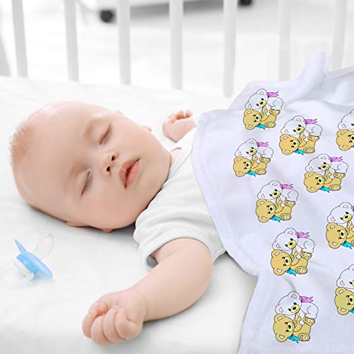 Boao 1 Piece Sublimation Baby Blankets 30 x 40 Inch Blank White Baby Receiving Blanket Fuzzy Soft Warm Blanket Infant Newborn Blanket for Crib Stroller DIY