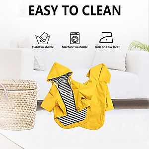 Dog Raincoat Puppy rain Jacket with Hood for Small Medium Breeds with Reflective Strap Storage Pocket Harness Hole Yellow S