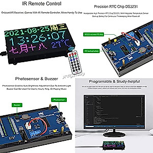 XYGStudy RGB Full-Color Multi-Features Digital Clock for Raspberry Pi Pico, 64×32 Grid, Accurate RTC