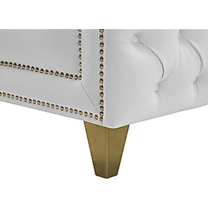 Meridian Furniture 651White-S Michelle Collection Modern | Contemporary Sofa with Deep Button Tufting, Nailhead Trim and Sturdy Gold Iron Legs, 90" W x 34" D x 30" H, White