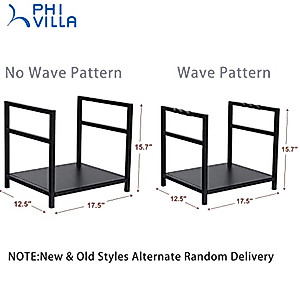 PHI VILLA 17 Inch Small Indoor/Outdoor Firewood Racks Bin Steel Log Carrier for Firewood Holder Wood Stove Accessories(Black)