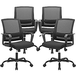 CLATINA Ergonomic Rolling Mesh Desk Chair with Executive Lumbar Support and Adjustable Swivel Design for Home Office Computer Black 4 Pack
