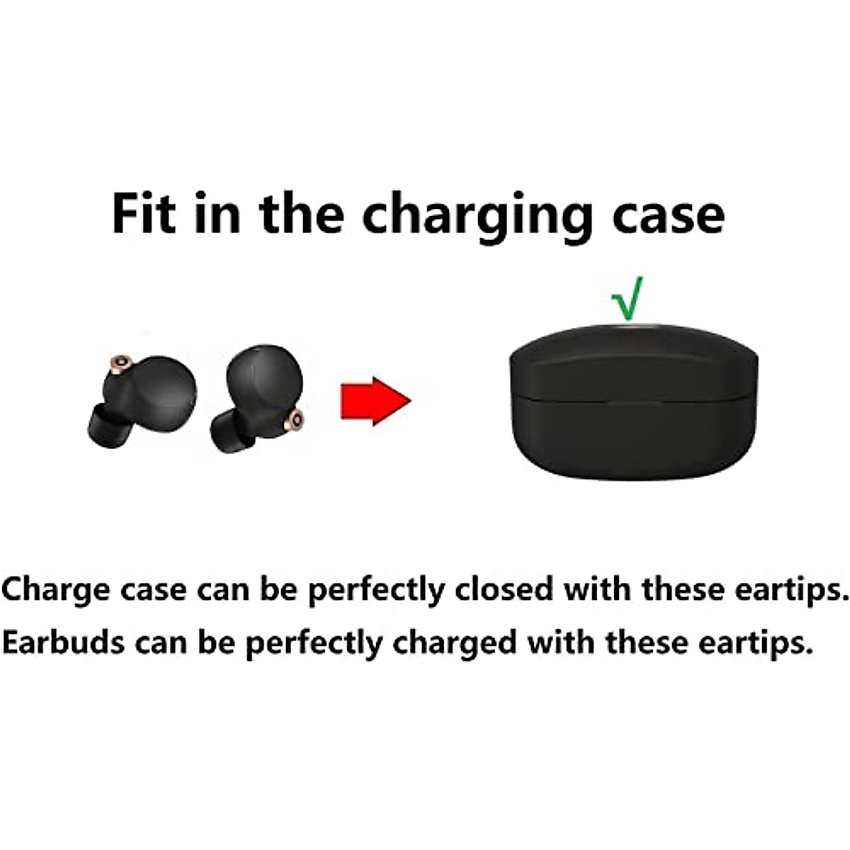 BLLQ Memory Foam Ear Tips Compatible with Sony WF-1000XM5 Replacement Ear Tips, Perfect Noise Cancellation, Fit in Case, S/M/L 6 Pairs Foam Tips Black (Foam XM5B6P)