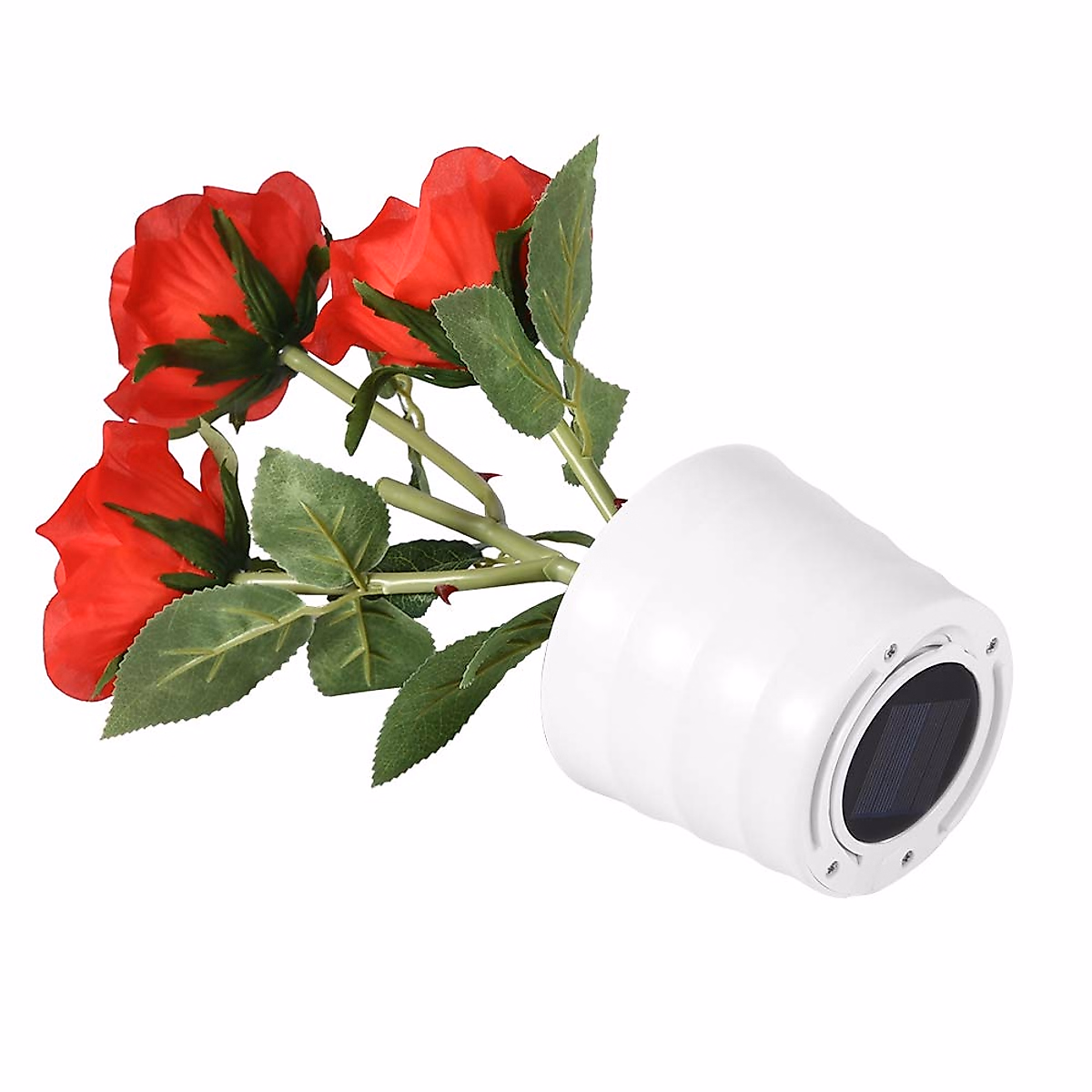 Fdit Artificial Rose 3LED Lamp Solar Simulation Flower Light for Home Garden Yard Lawn Path Way Party Decorative