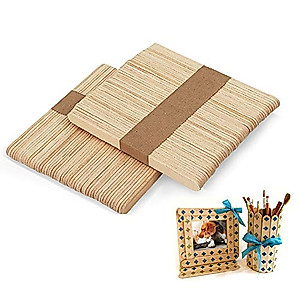 Chuya Wood Craft Sticks Garden Label Wooden Popsicle Ice Cream Sticks for Hand DIY Craft (4.5 inch 200 Pack)
