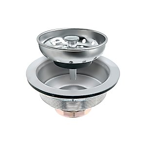 PLB22002 EvertechPRO Kitchen Sink Drain Assembly Kit - 4 1/2 Inch Sink Drain with Strainer Basket and Drain Stopper, Rustproof Stainless Steel, Easy to Install, Suitable for American Standard Sinks