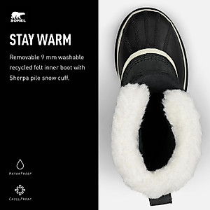 SOREL Women's Caribou Waterproof Boot - Black, Stone - 10