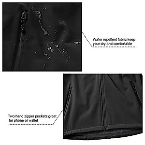 Gopune Men's Softshell Hiking Jacket Fleece Lined Waterproof Lightweight Hooded Coat (Black,XL)