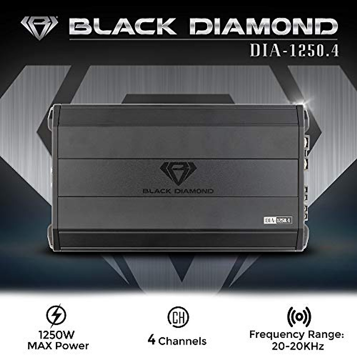 Black Diamond DIA-1250.4 Car Audio Amplifier – 4 Channel, Full Range, Class Ab, 1250 Watts