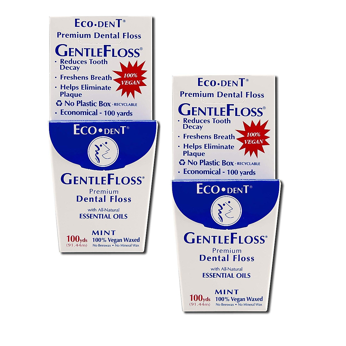 Eco-Dent Premium Dental Floss GentleFloss, Mint Flavored 100 yards (a) - 2pc
