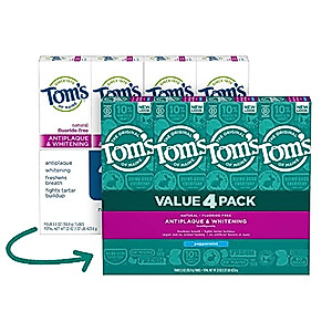 Tom's of Maine Fluoride-Free Antiplaque & Whitening Toothpaste, Peppermint (5.5 oz, 4 pk.)