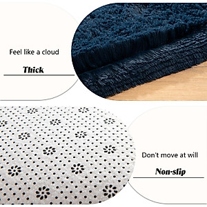 Rtizon Navy Blue Kids Area Rug for Boys Room, 8x10 Feet Royal Dark Blue Shag Fluffy Rugs for Living Room Bedroom Dorm Nursery, Furry Shaggy Carpet for Indoor Teen Home Decor