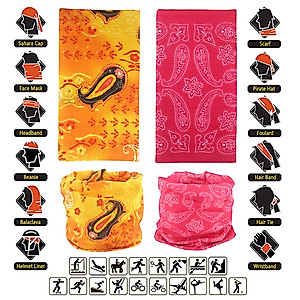 Cutewing Paisley Headband Bandanas Magic Headwrap Elastic Seamless Neck Gaiter Balaclava UV Resistence Sport Headwear for Yoga Hiking Riding(12PCS)