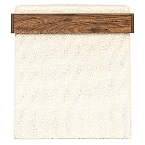 Household Essentials Versatile Boucle Ottoman with Hidden Storage, Cream