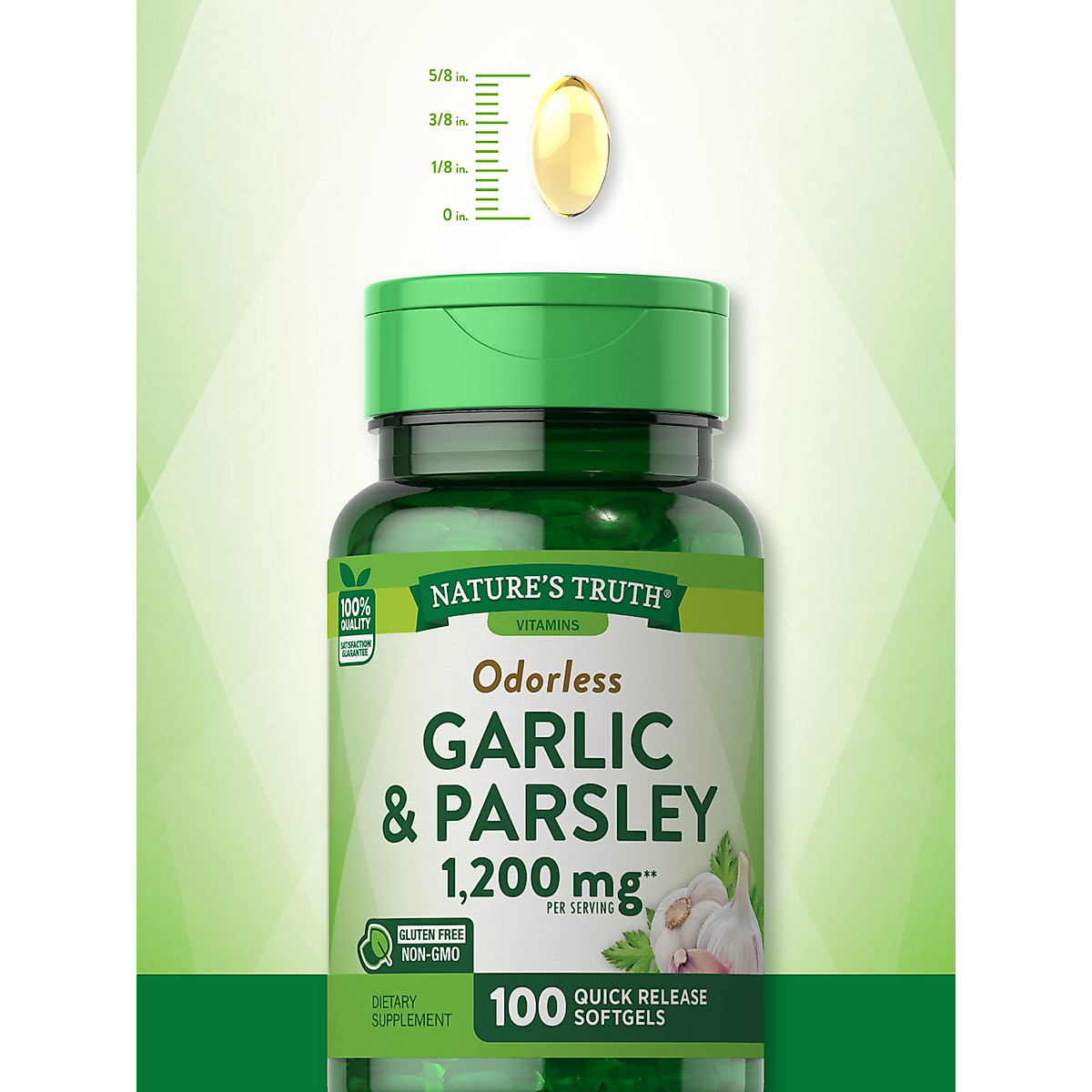 Nature's Truth Odorless Garlic and Parsley | 1200mg | 100 Softgel Capsules | Non-GMO & Gluten Free Extract Supplement