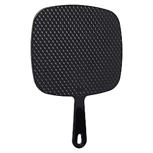 Diane Professional Quality Hand Mirror, Single Sided Hand Held Mirror with Handle for Salon, Barber, Grooming, Shaving, and Travel, Large, 9" x 12.75", Black