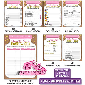 Neatz Baby Shower Games for Girl - Huge Set, 7 Games - Hilarious Baby Shower Games, Baby Prediction Cards, Mason Jar Baby Shower Decorations for Girl