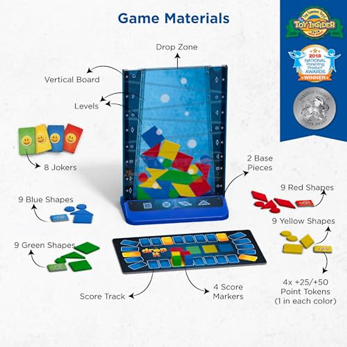 Thames & Kosmos Drop It | Super Fun Family Strategy Game | Parents' Choice Silver Award Winner, Multi-Color Small