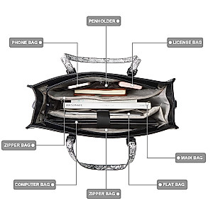 Laptop Bag for Women 15.6 inch Laptop Tote Bag Leather Classy Computer Briefcase for Work Waterproof Handbag 2pcs Set