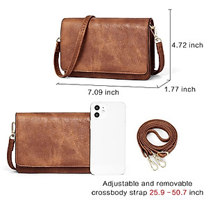 BROMEN Crossbody Bags for Women Small Cell Phone Shoulder Bag Wristlet Wallet Clutch Purse White with Mocha Brown