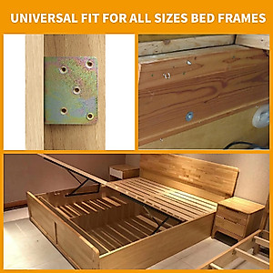 Suiwotin 4 Sets Bed Rail Hook Plates, Heavy Duty Bed Rail Fitting Bracket with Mounting Screws, Universal Wood Bed Rail Hooks Hardware for Bed Frames, Headboards, Foot-Boards (Galvanized Brass)