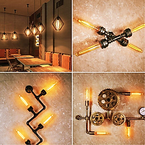 LVWIT T10 Dimmble LED Tubular Bulb 7.7W(60W Equivalent) Vintage Edison LED Filament Lights E26 Medium Base 2700K Warm White, 800LM,Clear Glass Cover,4-Pack