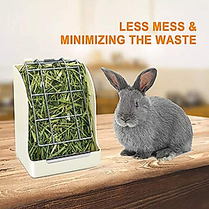 Rabbit Hay Feeder Food Dispenser/Rack Keep Hay, Alfalfa Clean & Fresh, Less Waste and Wess, Fit for Rabbits/Guinea Pig/Chinchilla and Other Small Animals by TOMOON