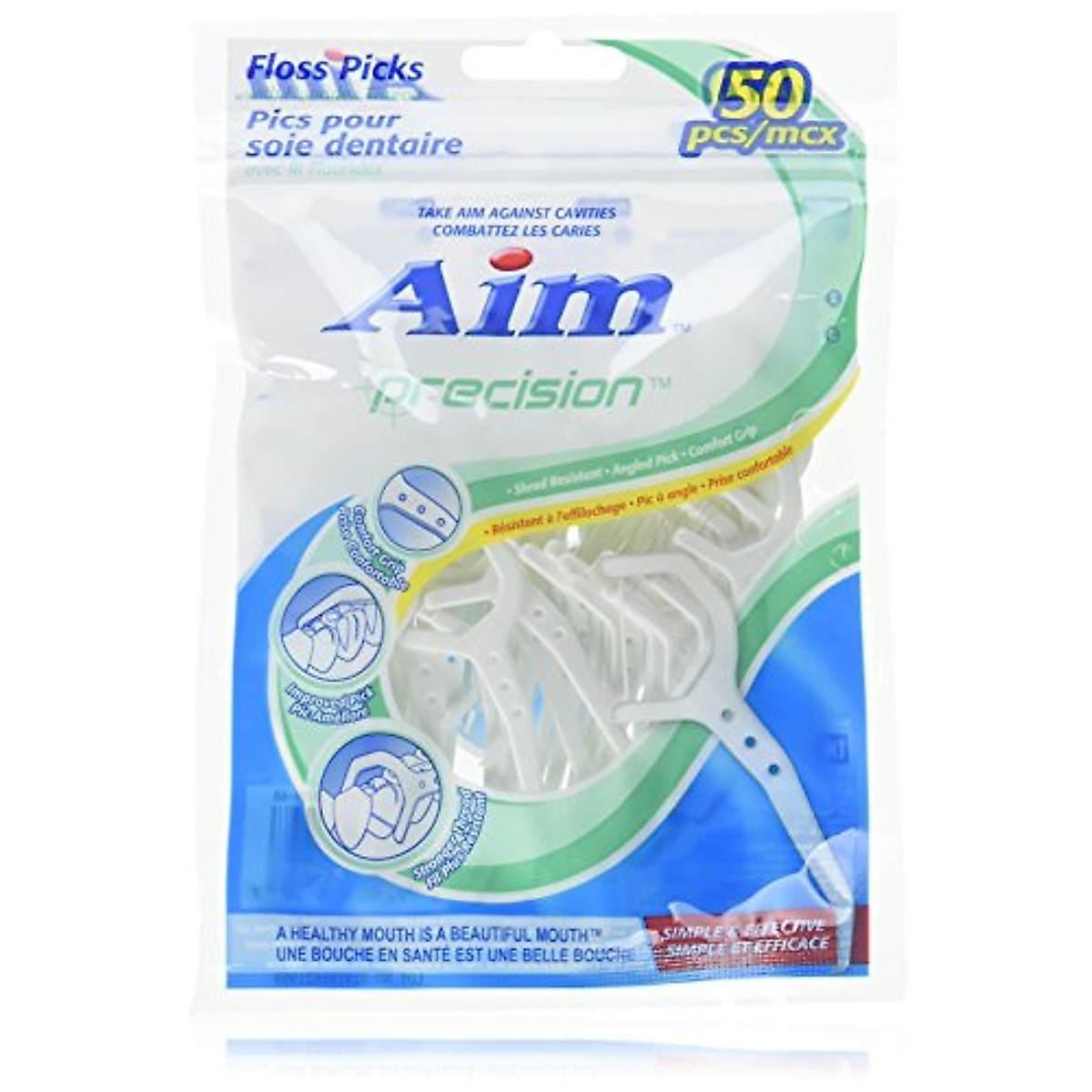 Aim Precision Floss Picks with Fluoridex Thread 50 ct (Pack of 6)