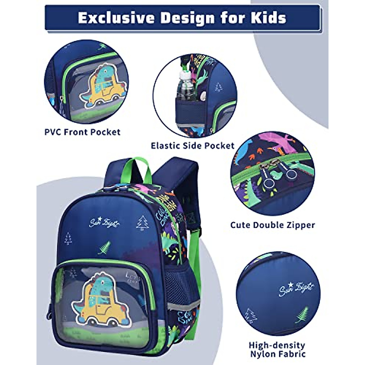 Tanou Toddler Backpack for Boys, 11 Inch Ultra-light Kids Small Backpacks, 2023 Cute Toddler Bag for Preschool Day Care, Dinosaur