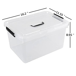 Zopnny 4-Pack 18 L Plastic Storage Box Container, Clear Latch Bin with Handle and Lid