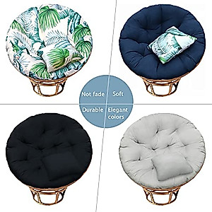 Bextile Papasan Chair Cushion Only, Thickened Round Papasan Chair Cushion, Leisure Papasan Seat Cushion with Square Pillow (Black)