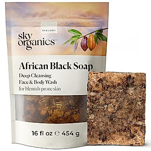 Sky Organics - African Black Soap Bar, 16 oz - Deep Cleansing Face Wash & Body Wash - Cocoa Pod Ash - Blemish, Oily & Combo Skin - Natural, Vegan & Cruelty Free - Skin Care