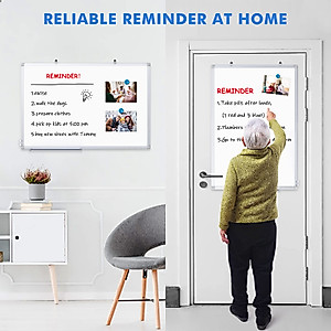 Magnetic White Board 24 x 18 Dry Erase Board Wall Hanging Whiteboard with 3 Dry Erase Pens, 1 Dry Eraser, 6 Magnets, 2' x 1.5' Message Scoreboard for School Home Office
