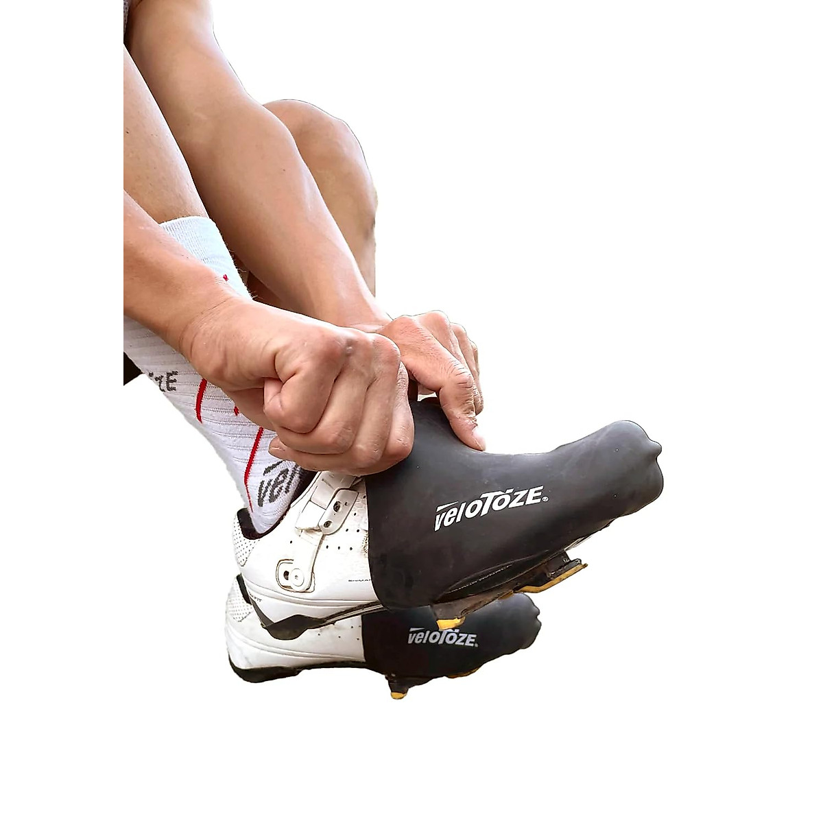 veloToze Silicone Toe Cover - Keeps feet Warm While Bike Riding in Cool, Spring Weather - for Men and Women White One Size