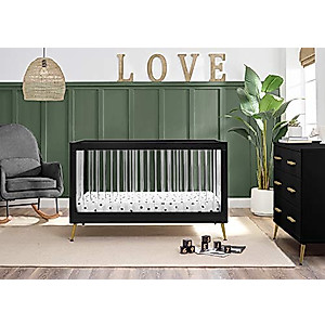 Delta Children Sloane 4-in-1 Acrylic Convertible Crib - Includes Conversion Rails, Black w/Melted Bronze