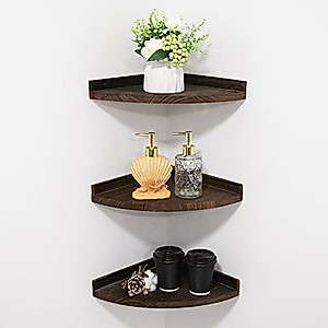 TNQNCFL Round Floating Corner Shelves,Solid Wood Corner Floating Shelves,Wall Mount Floating Corner Shelves,Hanging Corner Shelf for Wall Decor Bedroom Living Room Bathroom Kitchen Office