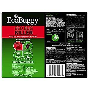 EcoBuggy Bed Bug Killer, 100% Plant-Based Natural Spray with HTR Technology, 16 Oz.