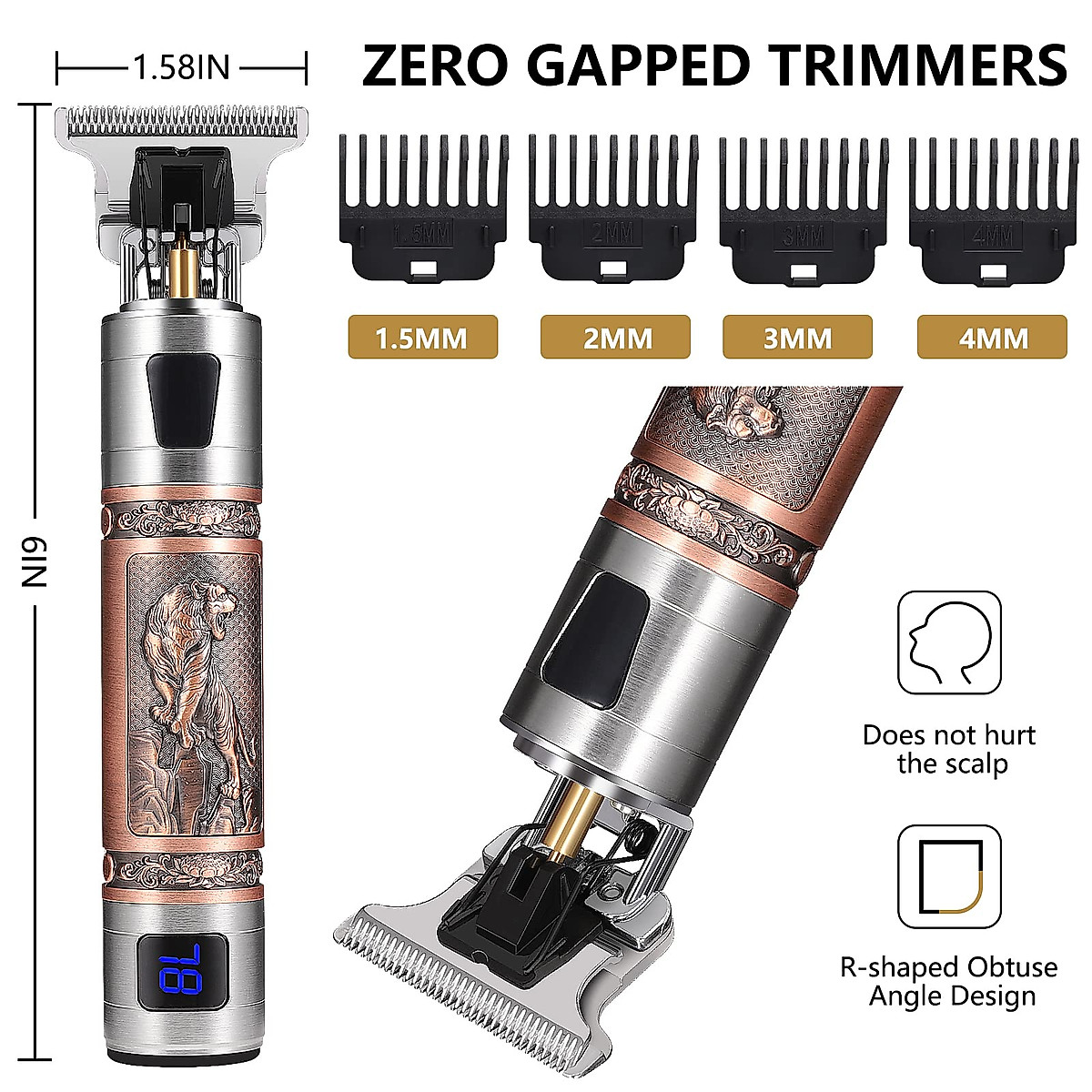 2BK LCD Display Hair Clippers for Men Professional Men Hair Trimmers, Zero Gapped Cordless Hair Trimmer, Rechargeable T-Blade Haircut & Grooming Kit Line Up Edgers Clippers for Men Home Use