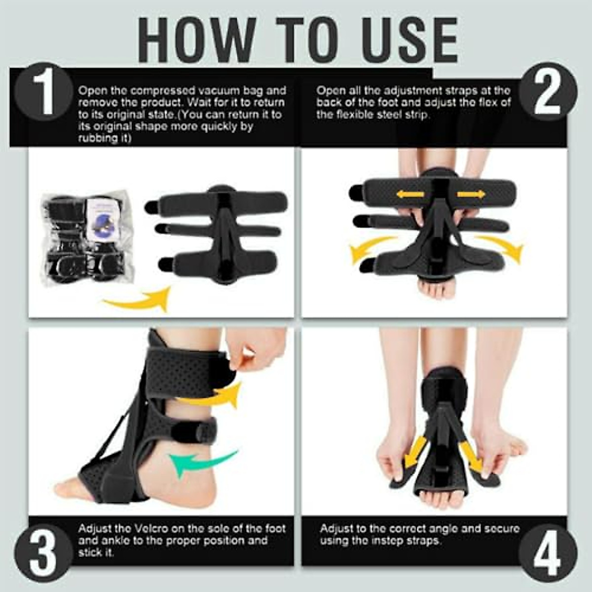 Plantar Fasciitis Night Splint ,Improved Dorsal Night Splint For Man Women,Relief from Plantar Fasciitis, Achilles Tendonitis, Heel and Ankle Pain, Tendonitis Foot Drop Flat Arch Heel Spur (Black, With Ball)