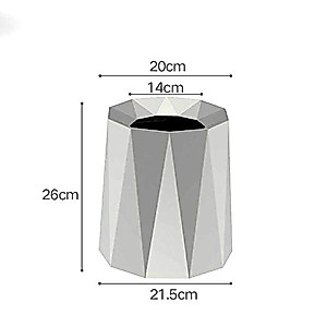 Aouiopkio Zruixia-ljit Trash Can, Round Plastic Small Trash Can Wastebasket, Garbage Container Bin for Bathrooms, Powder Rooms, Kitchens, Home Offices. (Color : Silver)