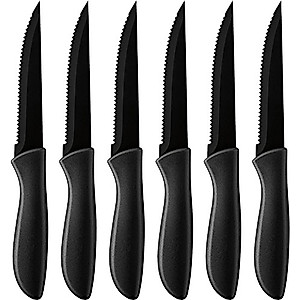 Cuisinart C55-6PCSBK Advantage Color Collection 6-Piece Ceramic Coated Steak Knife Set, Black