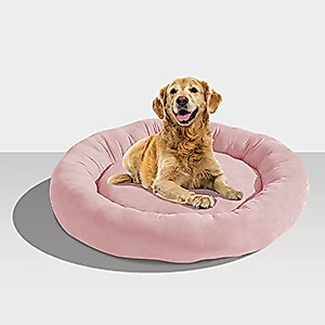 KASENTEX Dog Bed, Round Dog Beds for Medium/Large Dogs, Donut Dog Bed and Cat Bed Anti Slip and Machine Washable (Pink 27x27 Inches)
