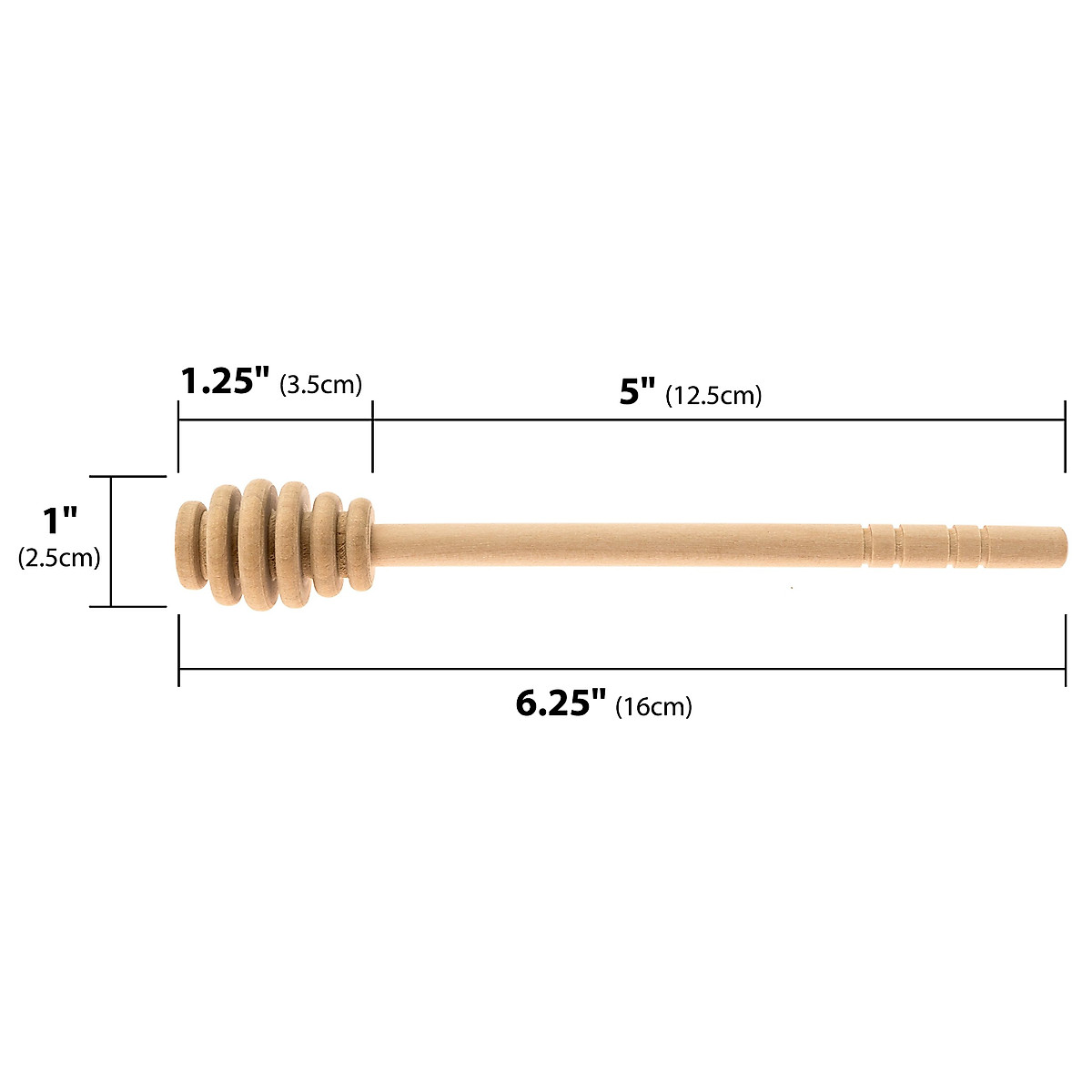 Honey Dipperz 4 PACK - 6" Inches Long (16cm) Wooden Honey Dipper Drizzler Stirring Stick, Spoon Rod Muddler Dispense