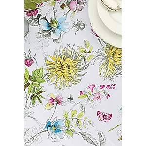 Benson Mills Spillproof Spring/Summer Fabric Outdoor Tablecloth with Umbrella Hole, Zippered Table Cloth for Rectangle Tables, Picnic/Patio (Blooming Floral, 60" X 84" Rectangular with Umbrella Hole)
