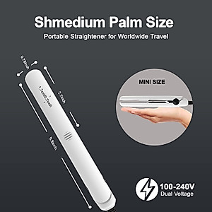 Keragard Mini Flat Iron Smart Ceramic Tourmaline Hair Straightener for Travel,Small Flat Irons for Short Hair, Dual Voltage Flat Iron,White