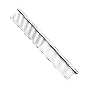 Chris Christensen 5in Face and Feet Fine/Coarse Butter Comb, Groom Like a Professional, Rounded Corners Prevent Friction and Breakage, Solid Brass Spin with Steel Teeth, Chrome Finish