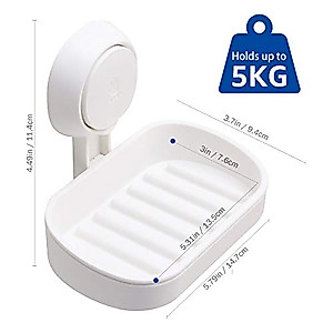 SWAMTIK Corner Shower Caddy with Soap Dish Suction Cup Shower Shelf for Shower Wall Corner Caddy No Drilling Shower Soap Holder for Bathroom Bathtub - White