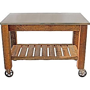 Redwood Potting Table Rolling Cart Swivel Cast Iron Wheels with Brakes Outdoor Garden Work Bench (No Hardware)