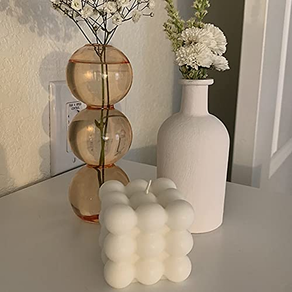 Hygge & Cwtch Bubble Candle | Handmade Soy Cube Candles Danish Pastel Room Decor Aesthetic Scented Aromatherapy Cute Shaped Decorations (Vanilla Cream, 1-Pack)